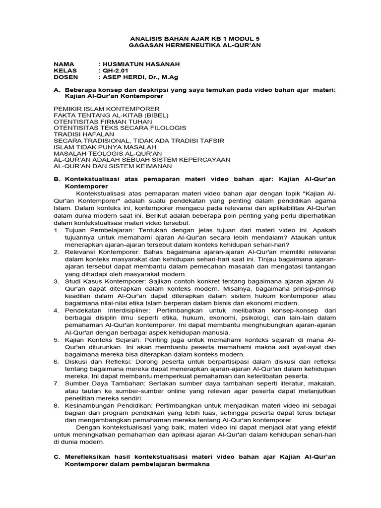 Analisis Bahan Ajar KB 1 Modul 5 | PDF