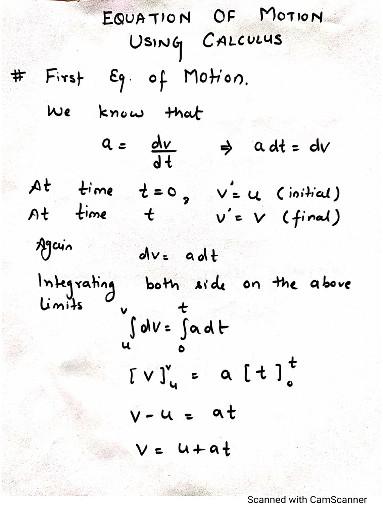 1 D Motion Derivation | PDF