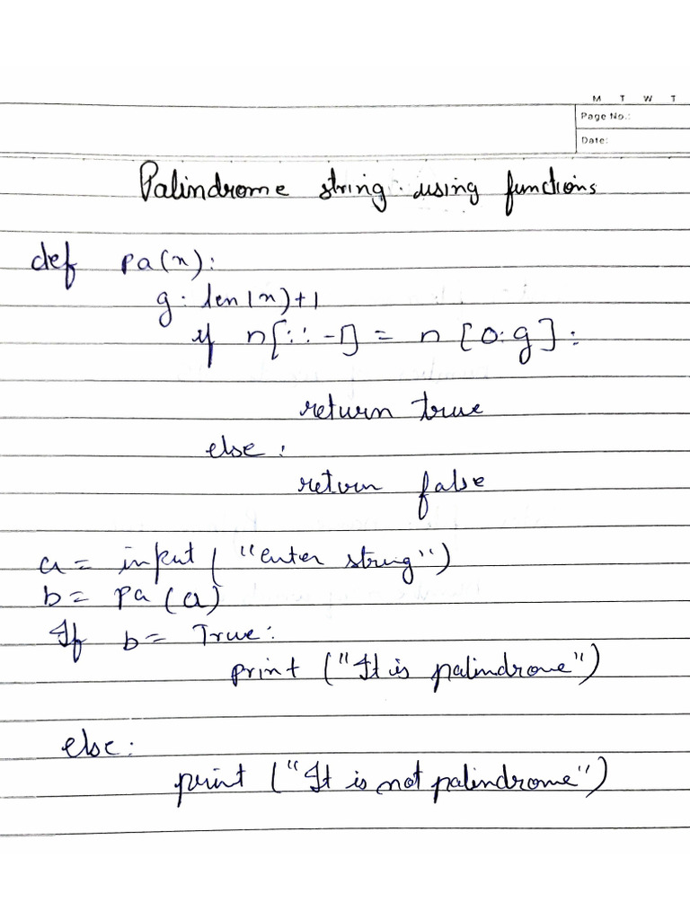 Palindrome Strings Using Functions | PDF