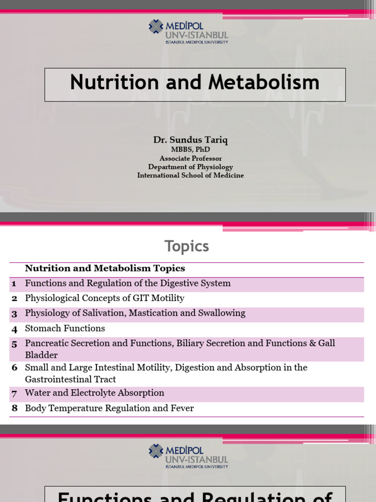 Functions and Regulation of The Digestive System | PDF ...