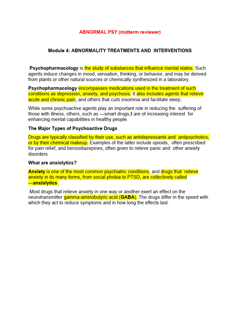 ABNORMAL PSY (Midterm Reviewer) | PDF | Diagnostic And Statistical Manual Of Mental Disorders ...