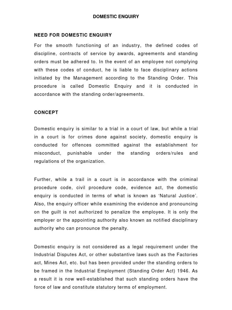 Microsoft Word - Domestic Enquiry | PDF | Evidence (Law) | Witness