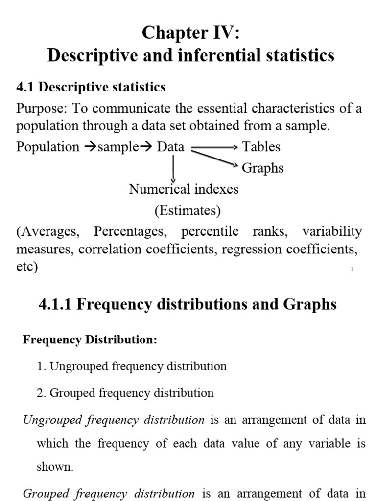 Lec 11 Chapter IV Descriptiv and Inferential Stat. | PDF | Skewness | Mean