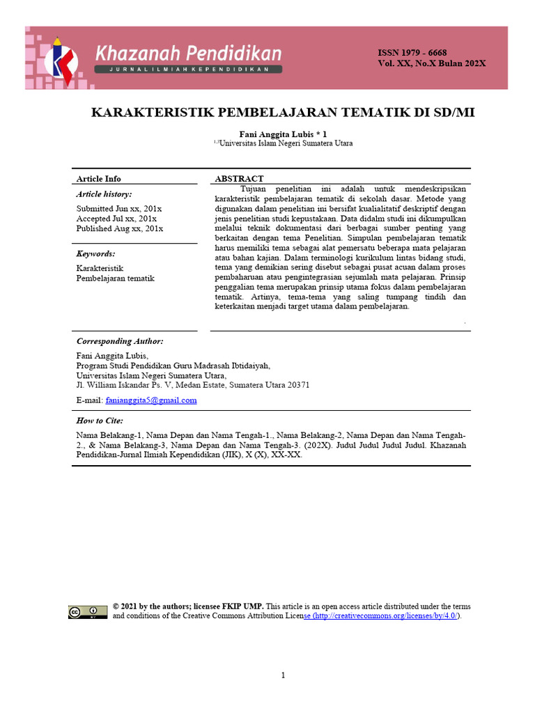 Uts Jurnal Tematik - Fani Anggita Lubis | PDF | Seni & Disiplin Bahasa | Sains & Matematika