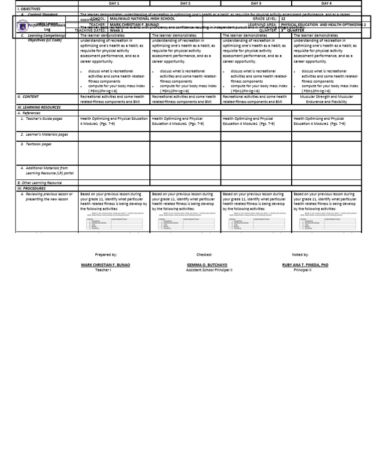 DLL Grade 12 Week 1 | PDF