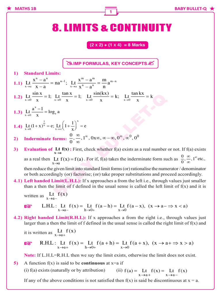 8 Limits Continuity | PDF