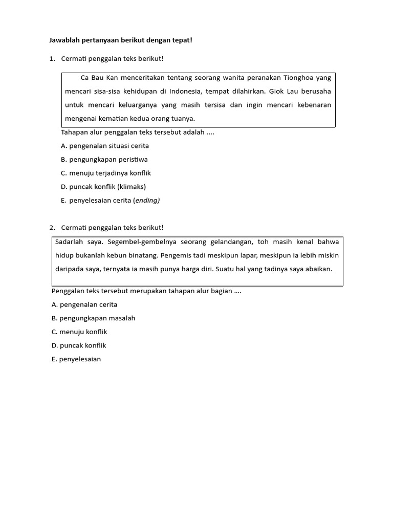 Latihan soal (cerpen) | PDF