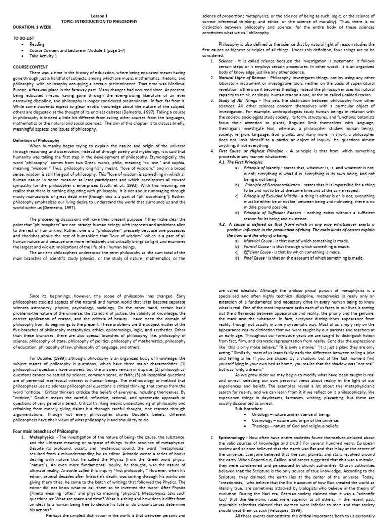 Lesson 1 PHILO | PDF