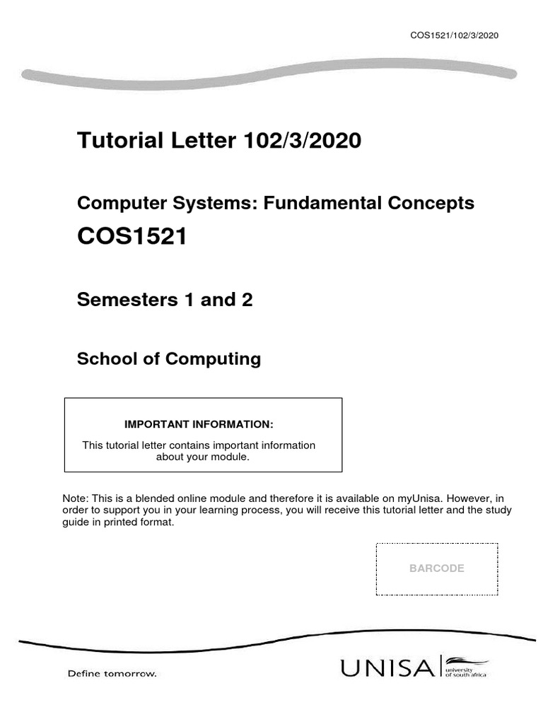 Tutorial Letter 102/3/2020: Computer Systems: Fundamental Concepts ...