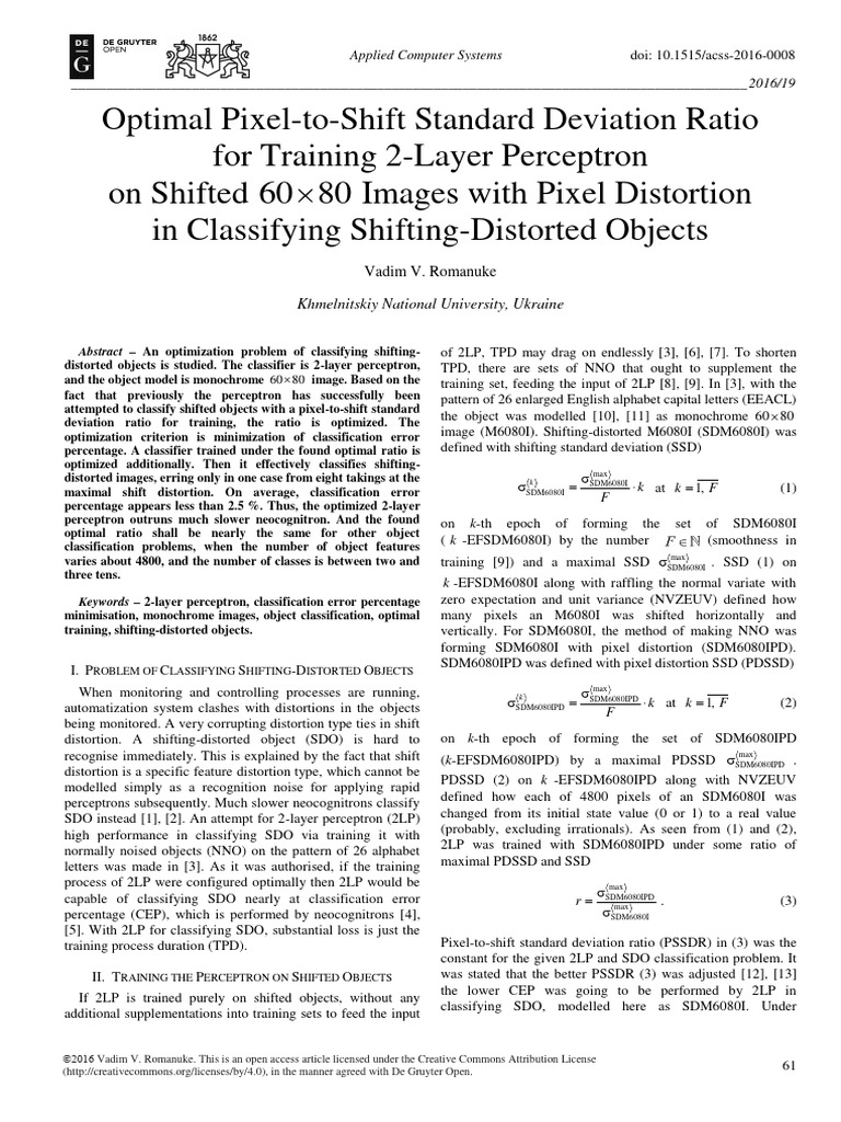 Optimal PixeltoShift Standard Deviation Ratio For Training 2layer ...