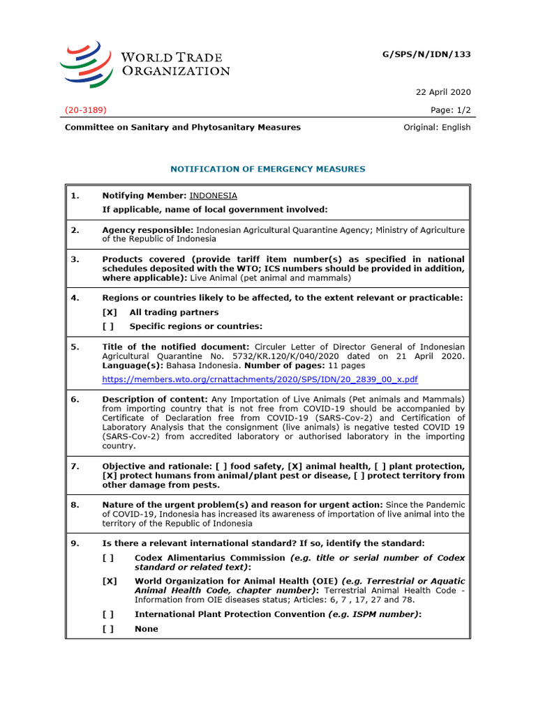 Circuler Letter of Director General of Indonesian Agricultural ...