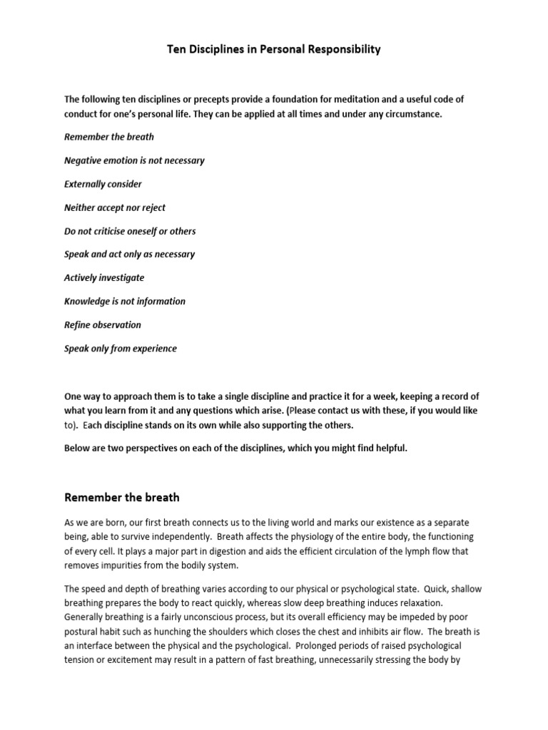 Personal Responsibility Guide | PDF | Knowledge | Mind
