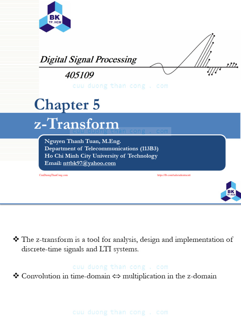 Xu Ly Tin Hieu So Nguyen Thanh Tuan Dsp Chapter5 Z Transform Cuuduongthancong Com 