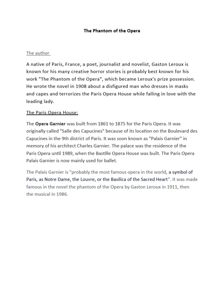 The Phantom of The Opera Stage Intro | PDF