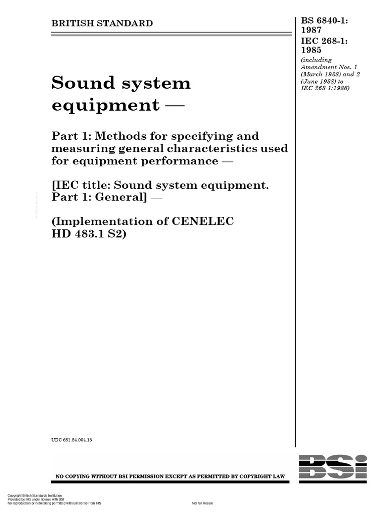 BS 6840-1 | PDF | Decibel | Loudspeaker