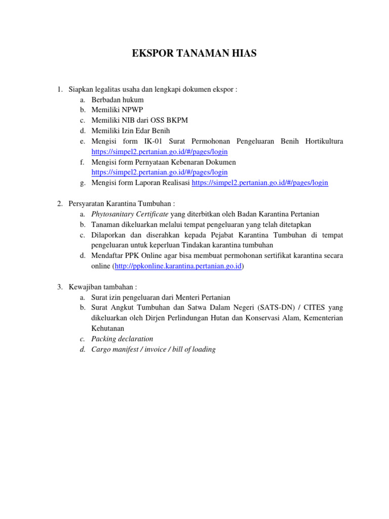 Prosedur Ekspor Tanaman Hias 2022 | PDF | Bisnis