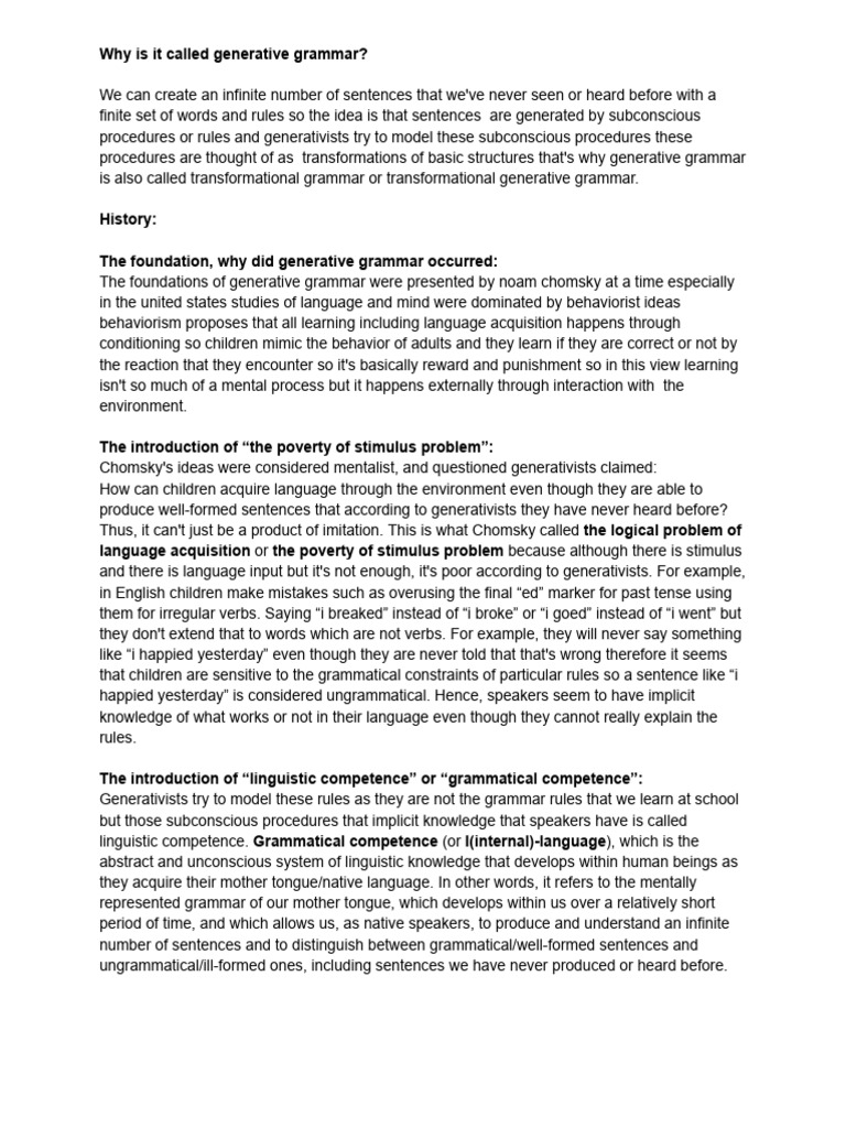 What Is Generative Grammar | PDF | Phrase | Syntax