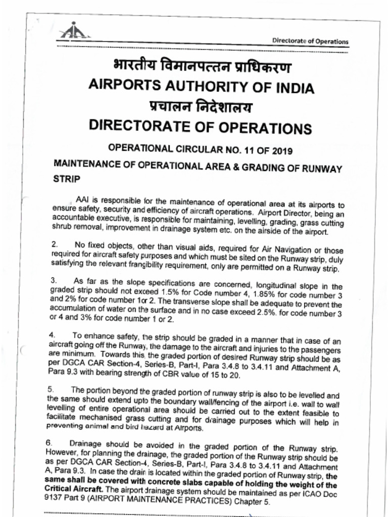 11-2019 Maintenence of Operational Area & Grading of Runway Strip | PDF