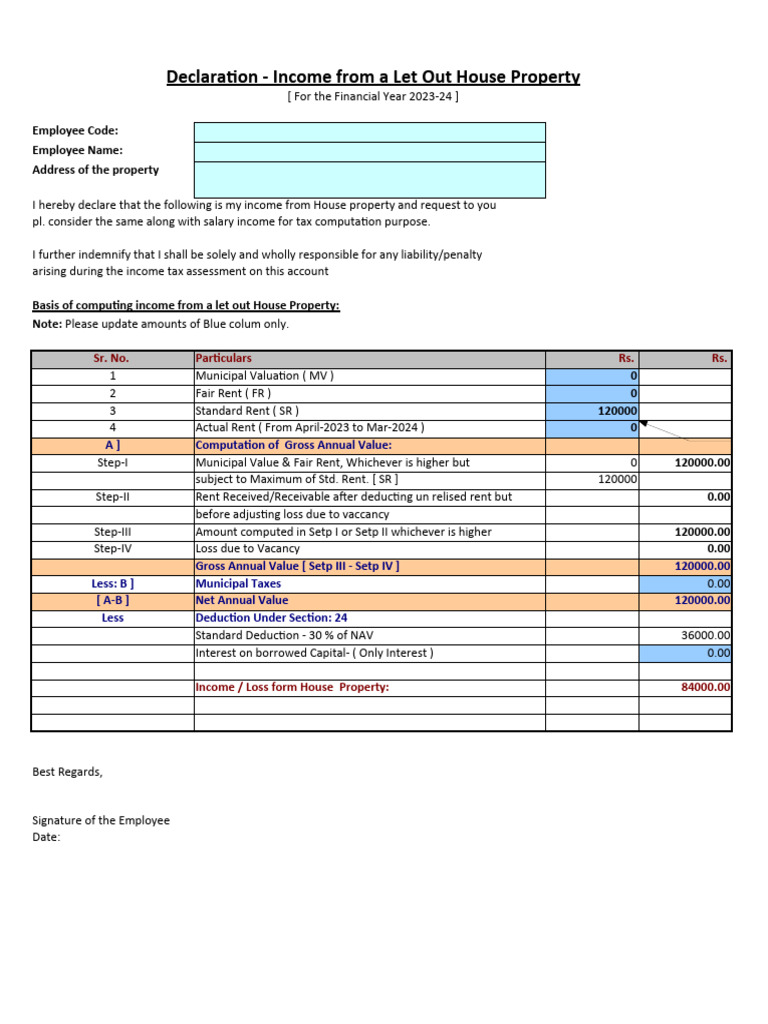 Income Declaration for Let Out Property 2023 | PDF | Finance & Money ...