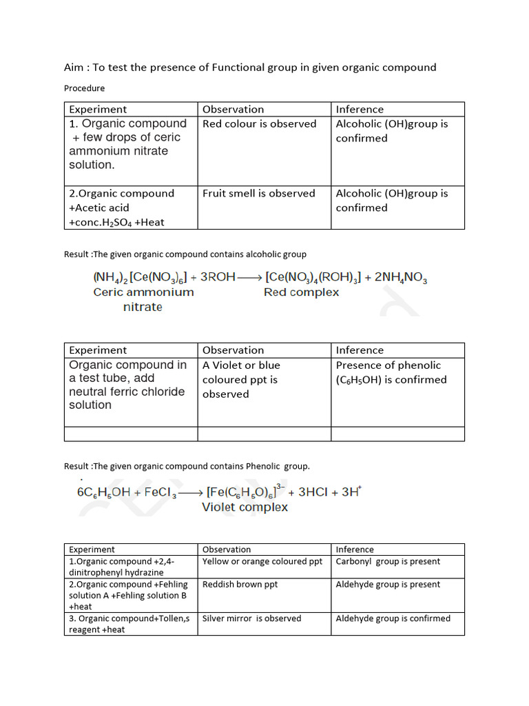 Experiment 8 Functional group test | PDF