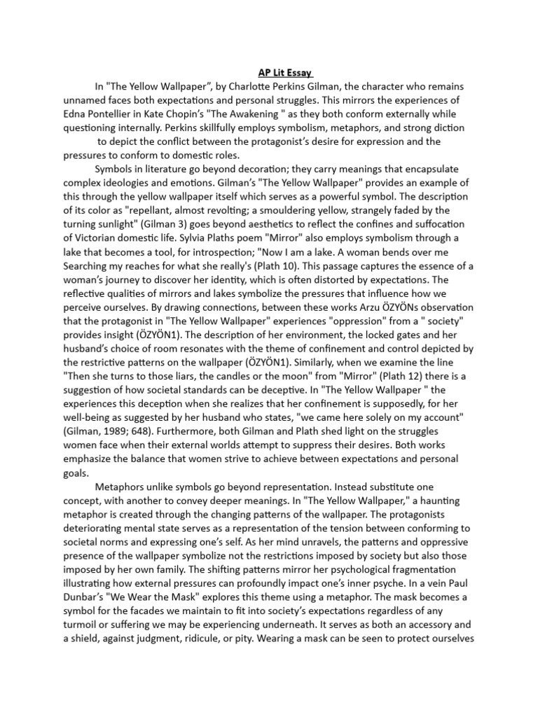AP Lit Essay - 10.11.23 | PDF | Philosophy | General Fiction