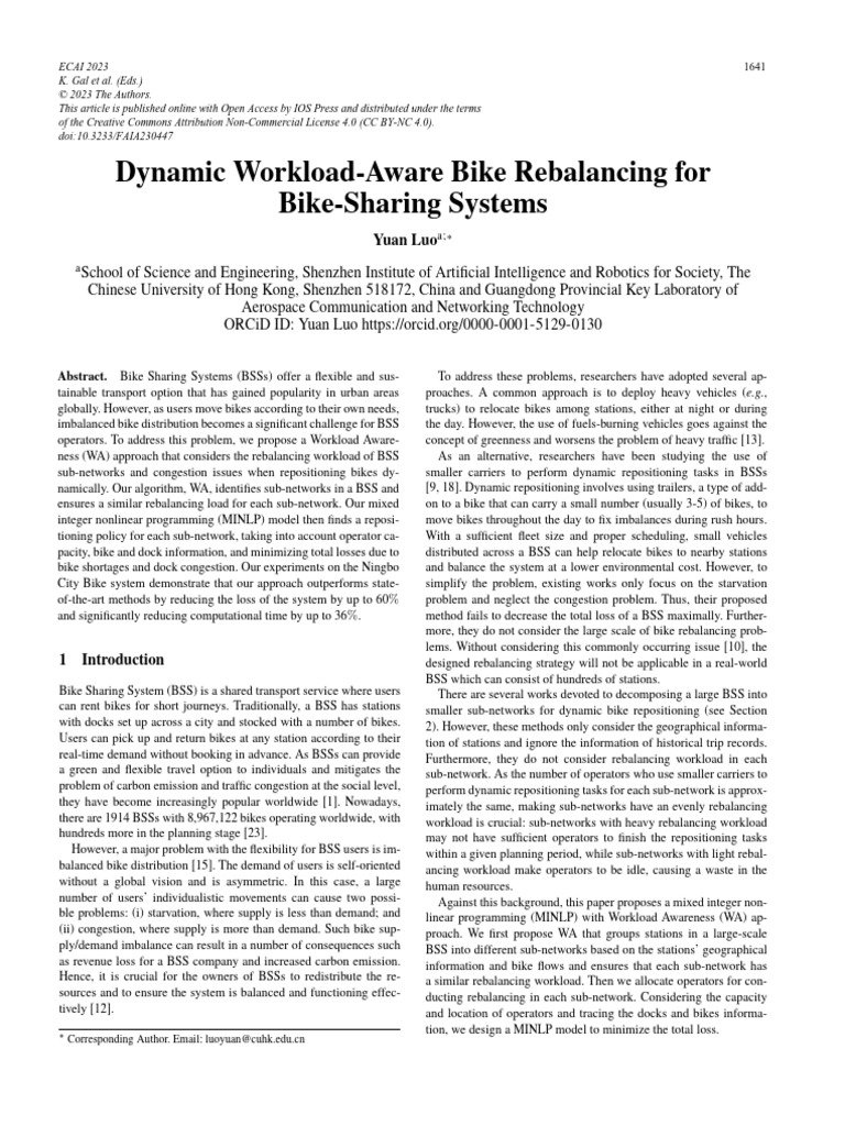 Dynamic Workload-Aware Bike Rebalancing For Bike-S | PDF | Simulation | Cluster Analysis