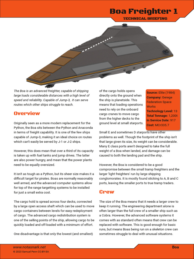 Boa Freighter 1: Technical Briefing | PDF | Cargo Ship | Cargo