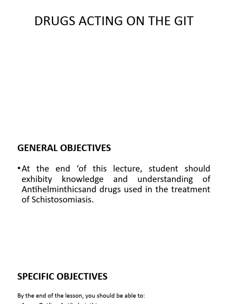 Drugs Acting On The Git | PDF | Infection | Diseases And Disorders