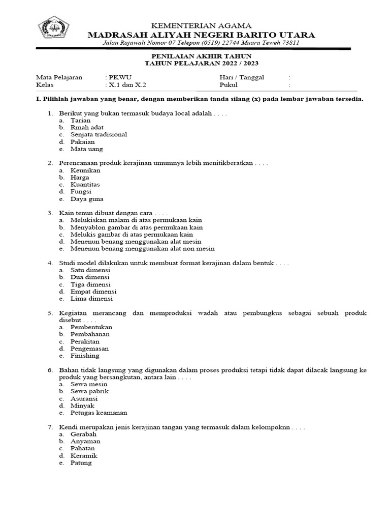 Pat Pkwu X 2022-2023 Edit | PDF | Seni