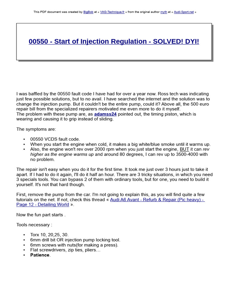 Start of Injection Regulation - SOLVED! DYI! | Download Free PDF ...