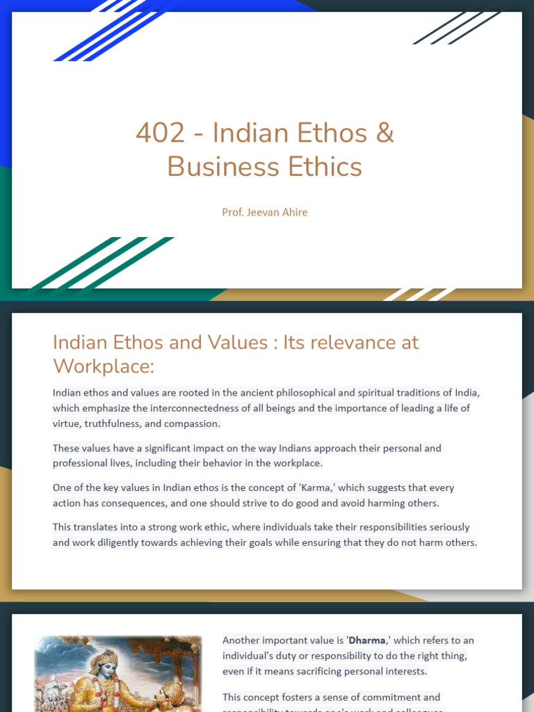 402 - Indian Ethos - Business Ethics | PDF | Bhagavad Gita | Corporate ...