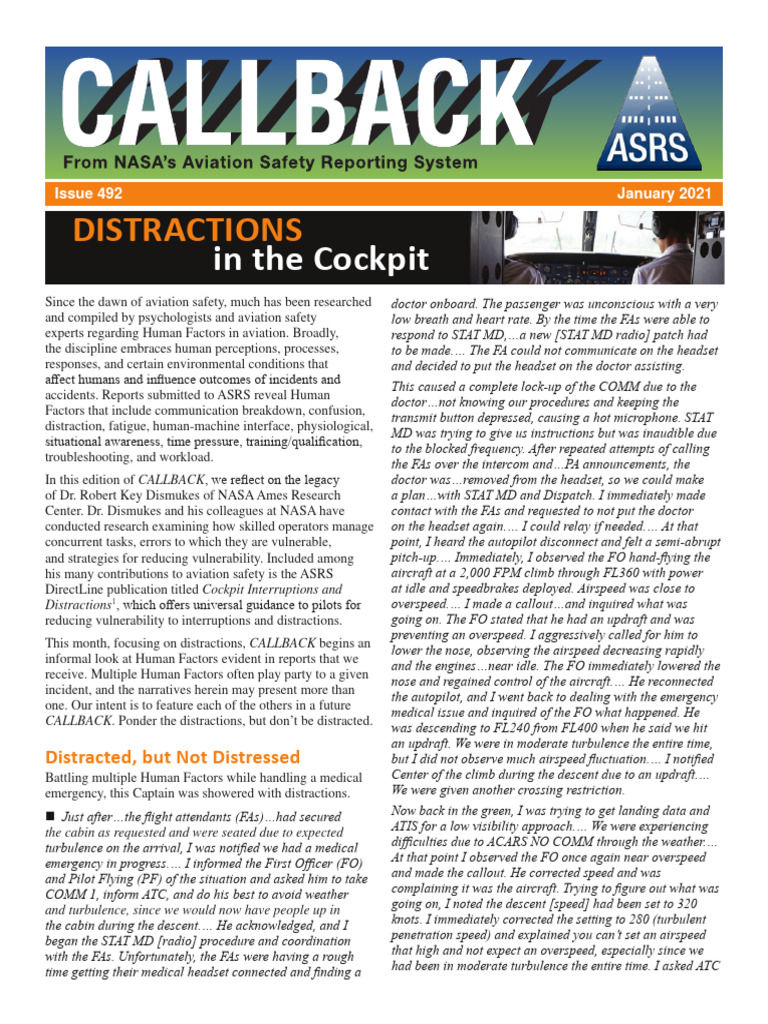 Callback - NASA - 492 | PDF | Air Traffic Control | Aviation Safety