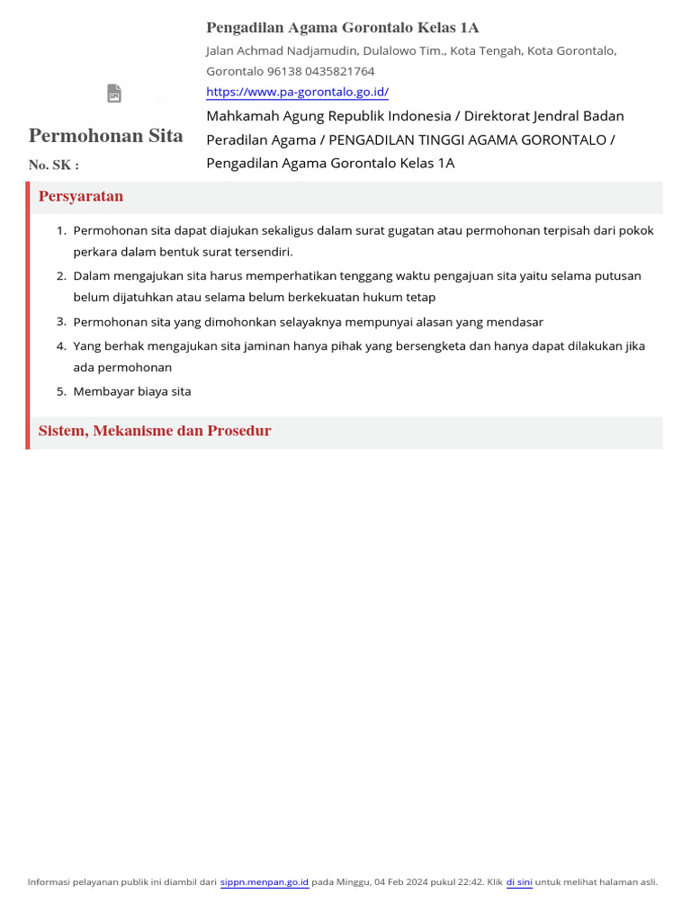 Unduh Standar Pelayanan - Permohonan Sita | PDF Unduh Standar Pelayanan - Permohonan Sita | PDF