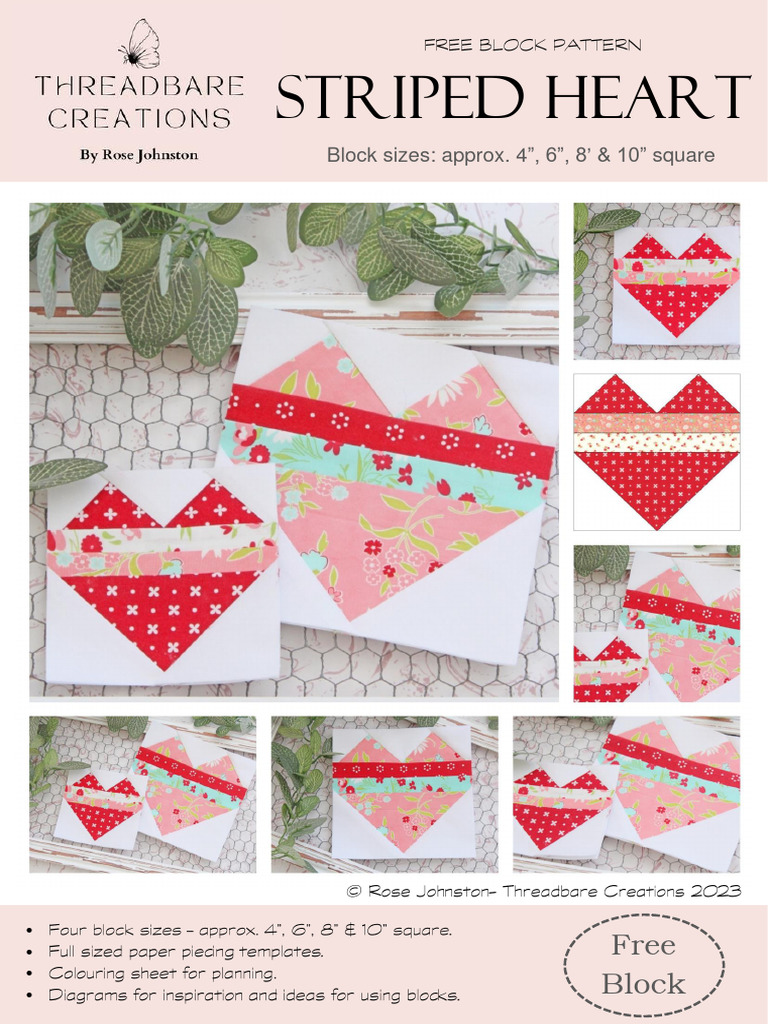 Striped Heart PDF Pattern | PDF
