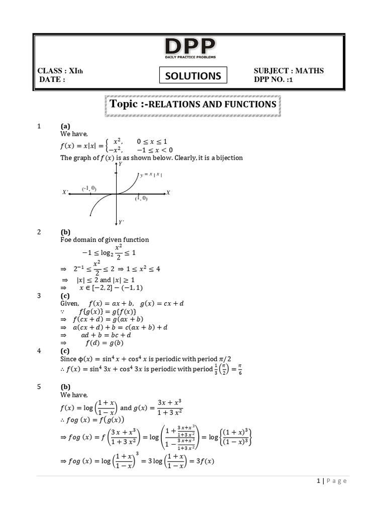 Relations and Functions A-1 | PDF