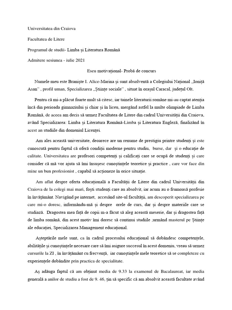 Eseu Motivational | PDF