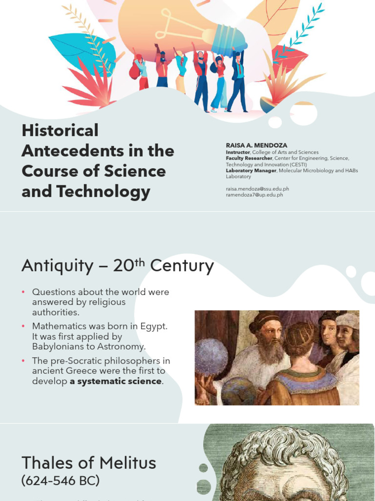 STS Lecture 2 - Historical Antecedents in Which Social Considerations Changed The Course of S&T ...
