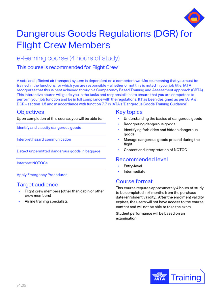 7.07 Training Tcgg39 DGR Flight Crew Member | PDF | Dangerous Goods