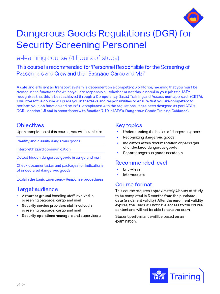 7.10 Training Tcgg42 DGR Security Screening Personnel | PDF