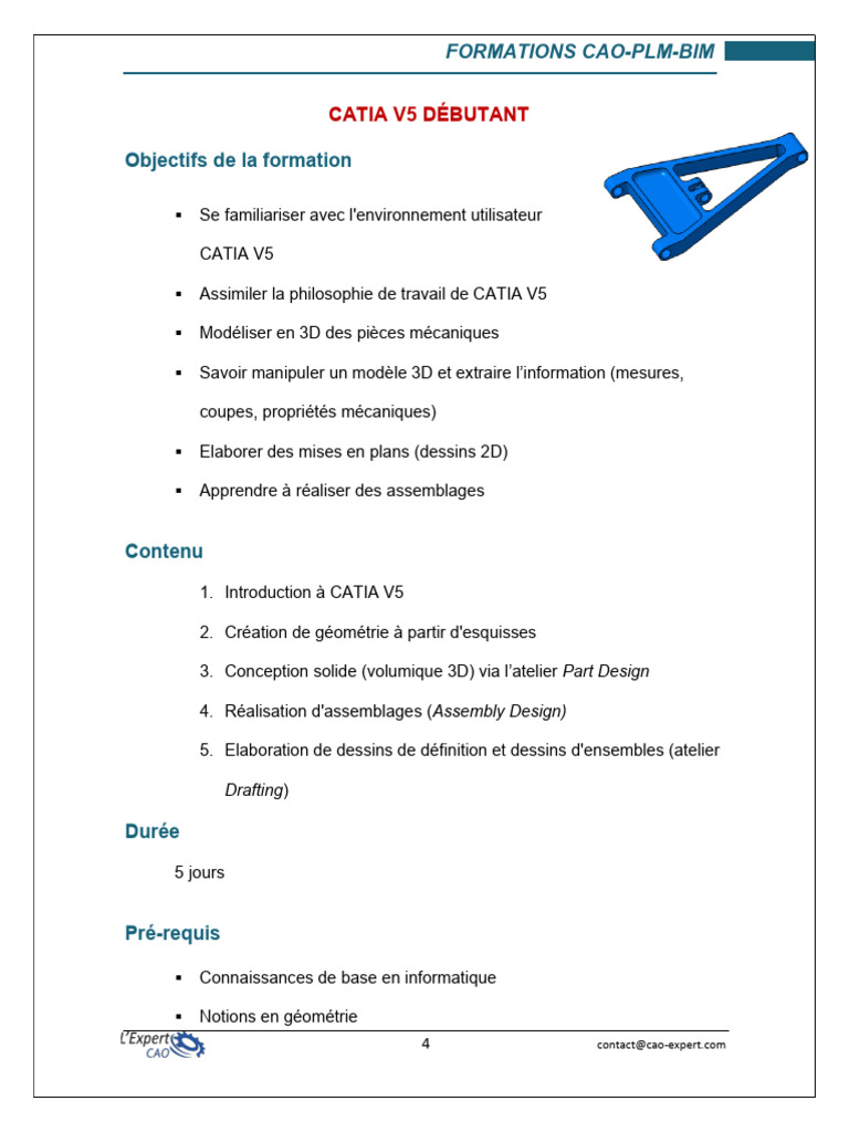 Formations CAO-PLM-BIM CATIA V5 | PDF