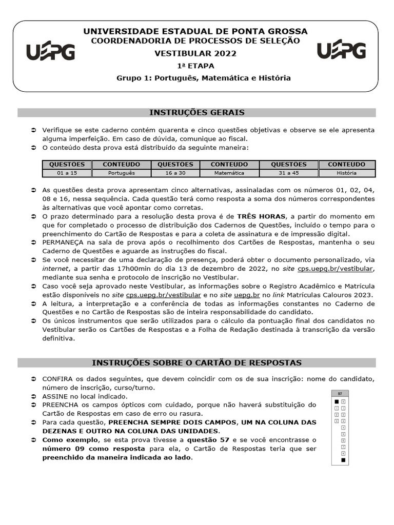 Prova UEPG 2022 | PDF | Museu | Contos