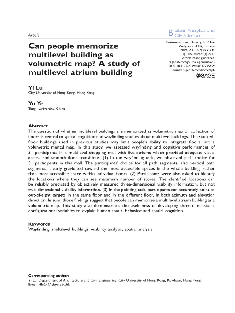 Lu 和 Ye - 2019 - Can people memorize multilevel building as volumet ...