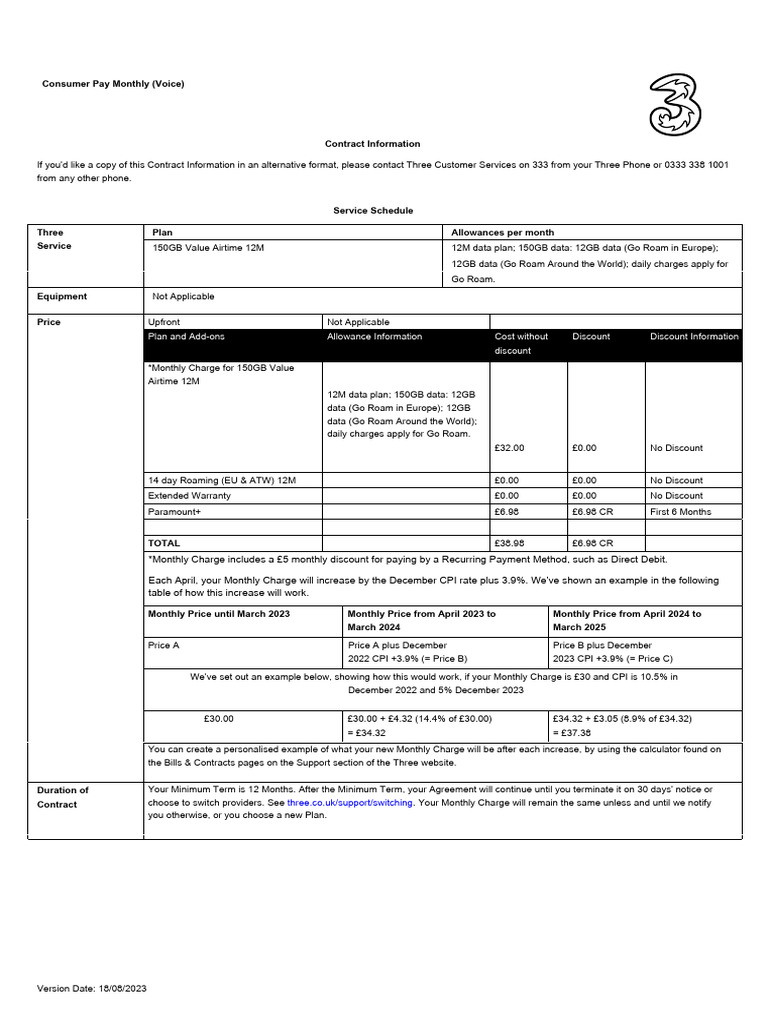 Plan and Add-Ons Allowance Information Cost Without Discount Discount ...