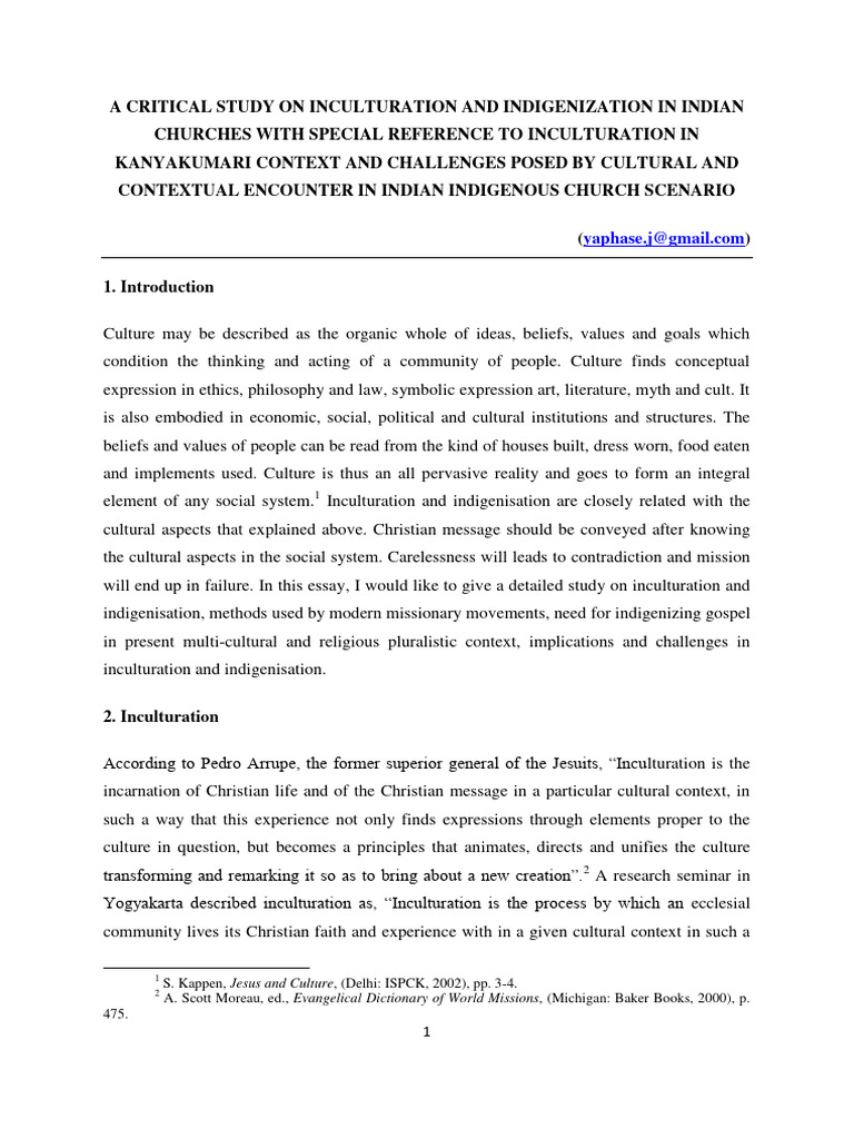 A Critical Study On Inculturation and in | PDF | Christian Mission | Jesus