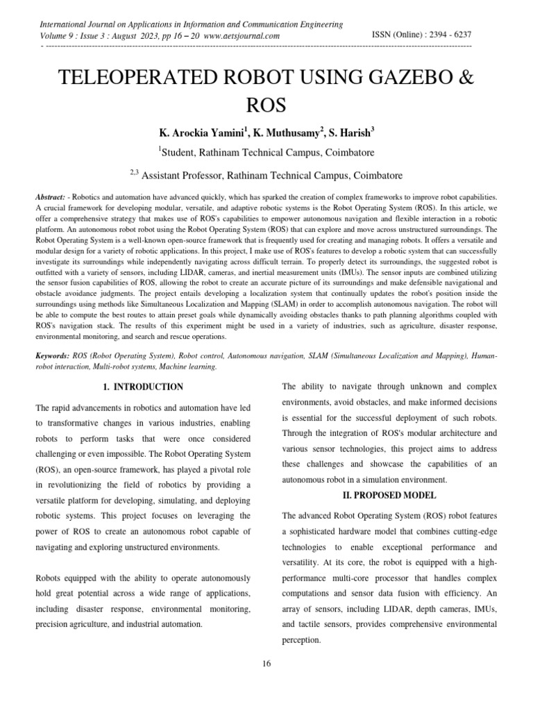 Teleoperated Robot Using Gazebo And Ros Pdf Robot Robotics