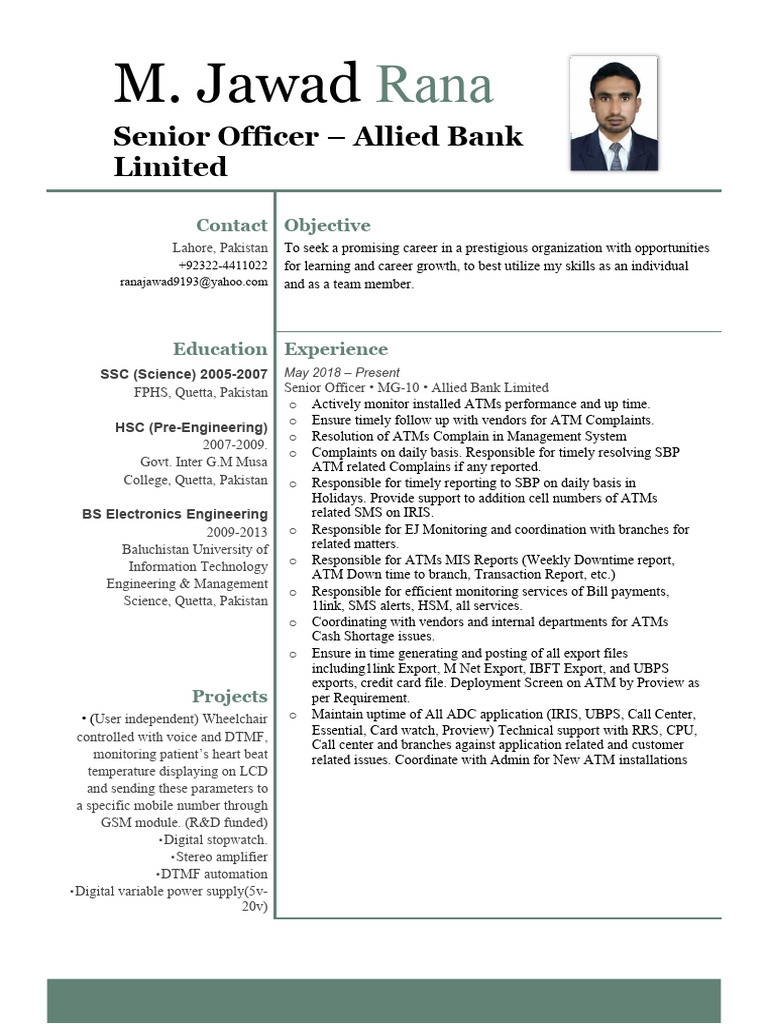 CV Rana M Jawad | PDF | Automated Teller Machine | Computer Engineering