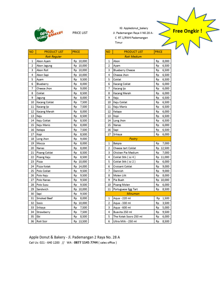 Price List Snack Box Efektiv Januari 2024 | PDF