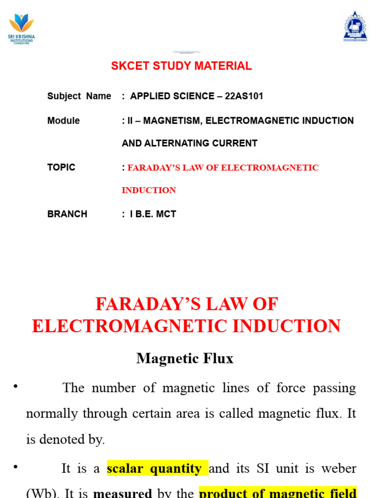 Faraday's Law & Lenz Law Study Guide | PDF | Electromagnetic Induction ...
