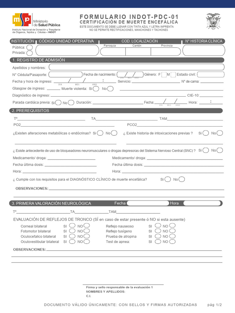 Formulario - Indot PDC 01 | PDF