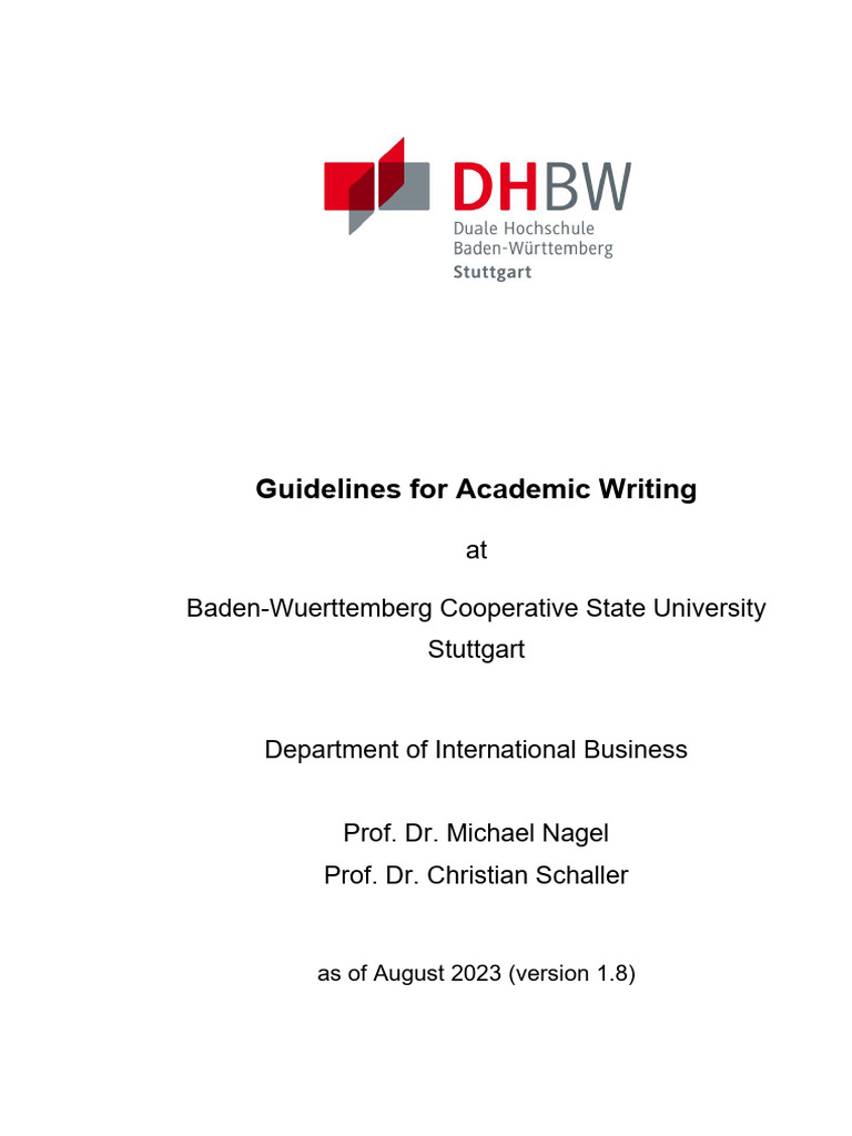 Guidelines For Academic Writing v1.8 | PDF